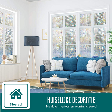 Raamfolie Statisch 60X200CM - Anti Inkijk - Mozaïek Regenboogeffect ...